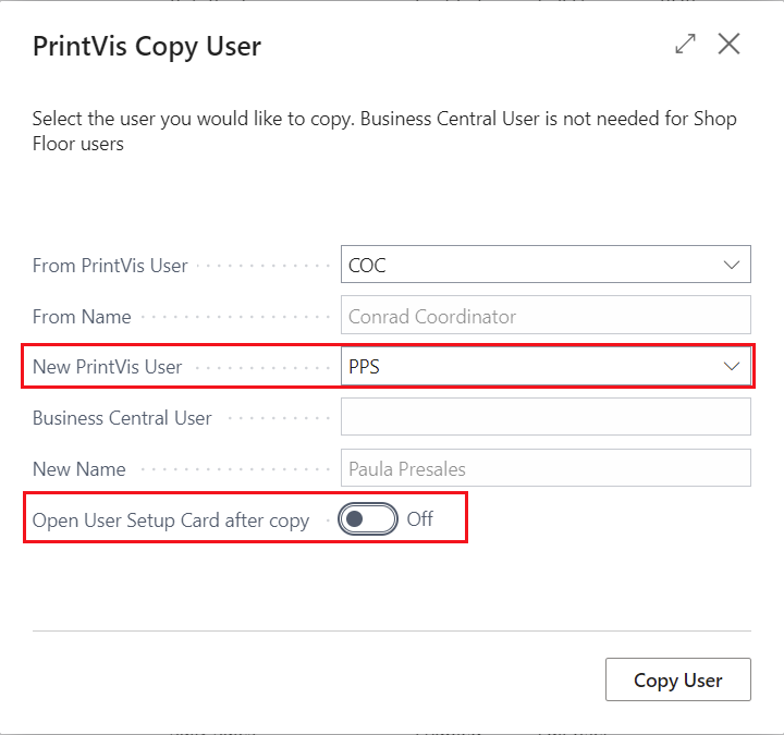 User Setup - PrintVis Documentation